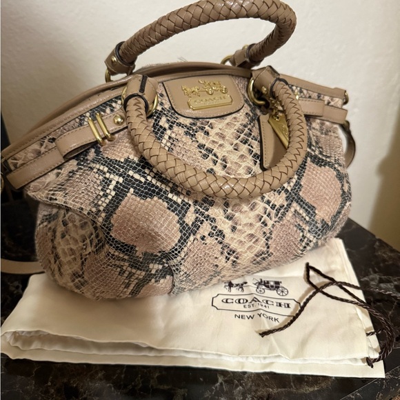 Coach | Bags | Coach Tan Snake Print Womens Bag | Poshmark